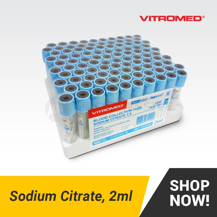 Vitromed Blood Collection Tube, Sodium Citrate, 2ml (100s) | Shopee ...