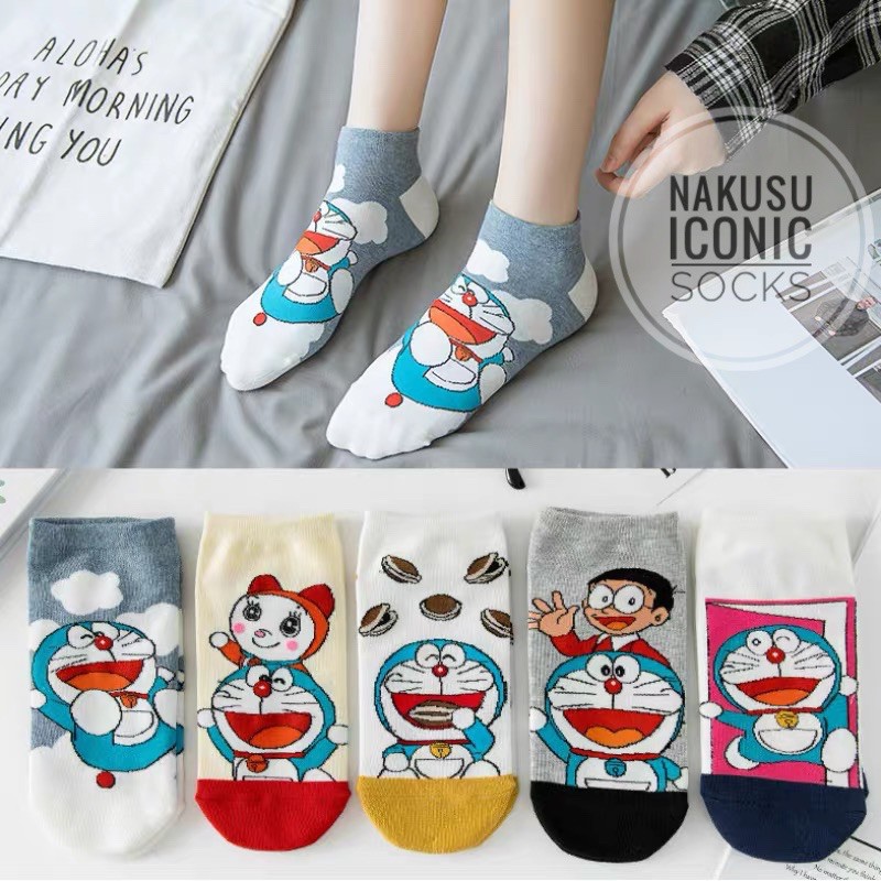 NKS 10Pairs Korean Women's Cute Iconic Socks High Quality Doraemon ...