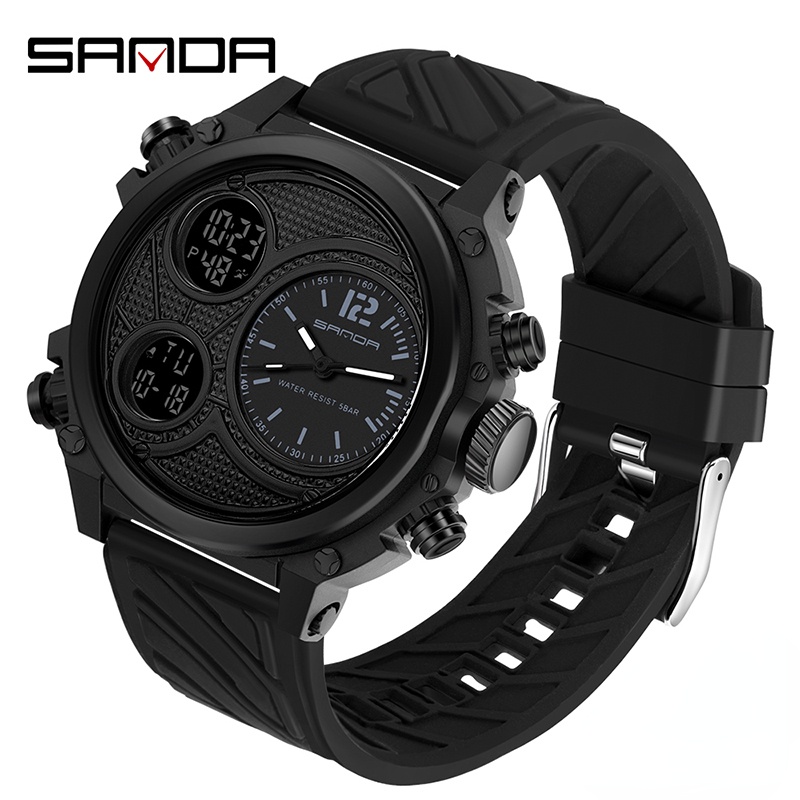 SANDA Sport Digital Watches for Men Waterproof Multi-function Luxury Analog Military Men Watch ...