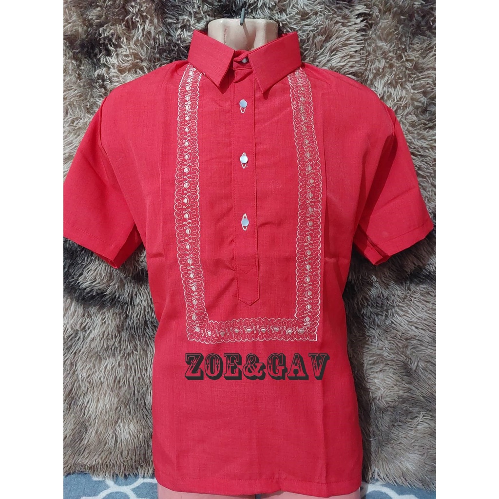 Polo Barong | Red | Half Button | Shortsleeve | Shopee Philippines