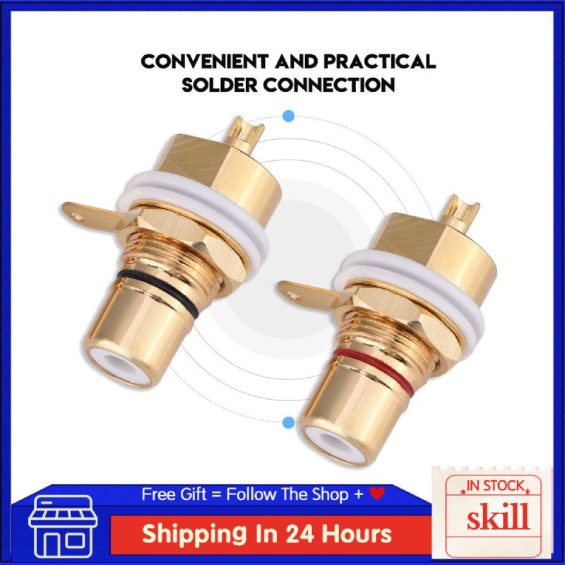[SKL] 2 Pcs Gold Plated Copper RCA Panel Mount Female Jack Terminal ...