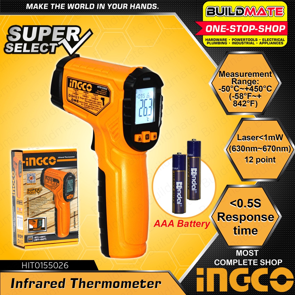 BUILDMATE Ingco Infrared Digital Thermometer Thermal Scanner Body and ...