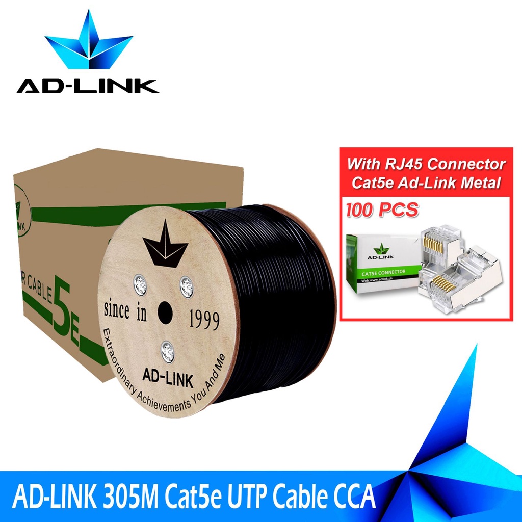 Ad-Link 305M Cat5e UTP Cable Outdoor CCA With 100pcs Ad-Link Rj45 ...