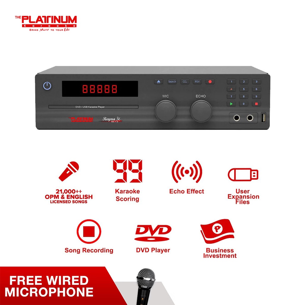 The Platinum Reyna 3C Karaoke Player with Free Wired Microphone | Shopee Philippines