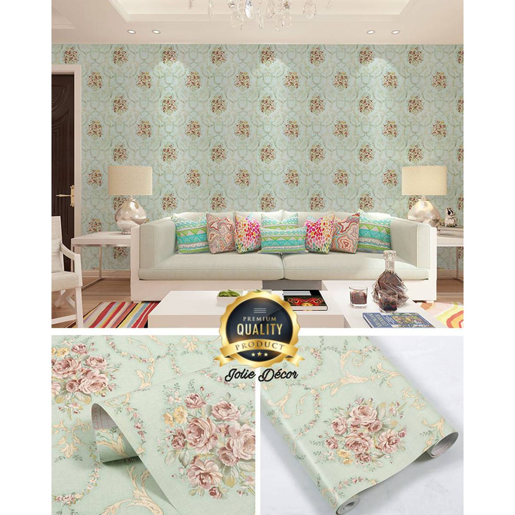 Wallpaper Sticker - Basic Shabby Flower Tosca (45 cm X 10 M) | Shopee ...