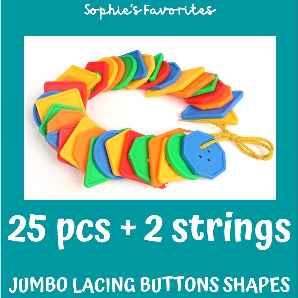 Lacing for kid Shapes Lacing Buttons JUMBO Threading Shapes Colorful ...