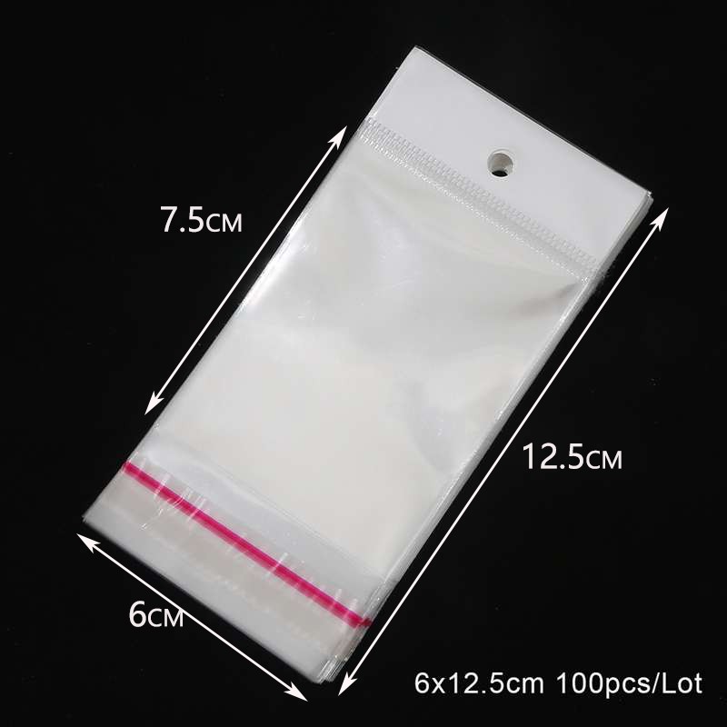 100Pcs Transparent Self Adhesive Seal Plastic Storage Bag OPP Pack Bag ...