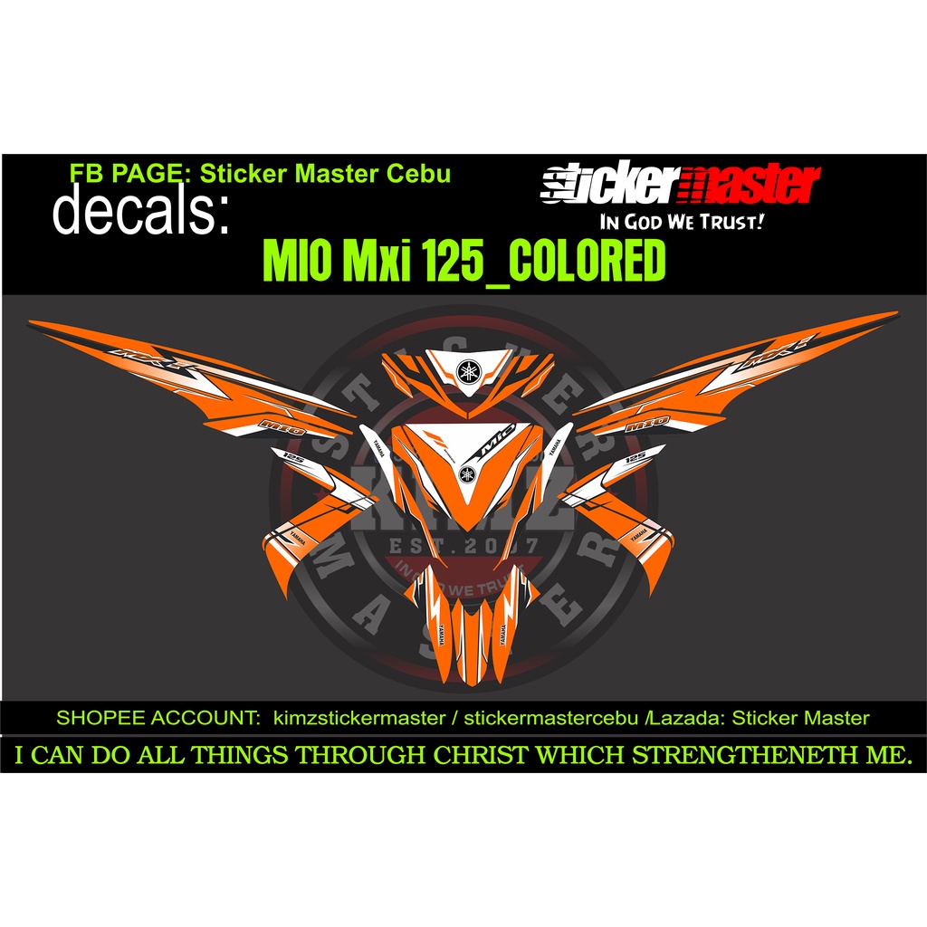 MIO MXI 125 FULL DECALS COLORED ORANGE | Shopee Philippines