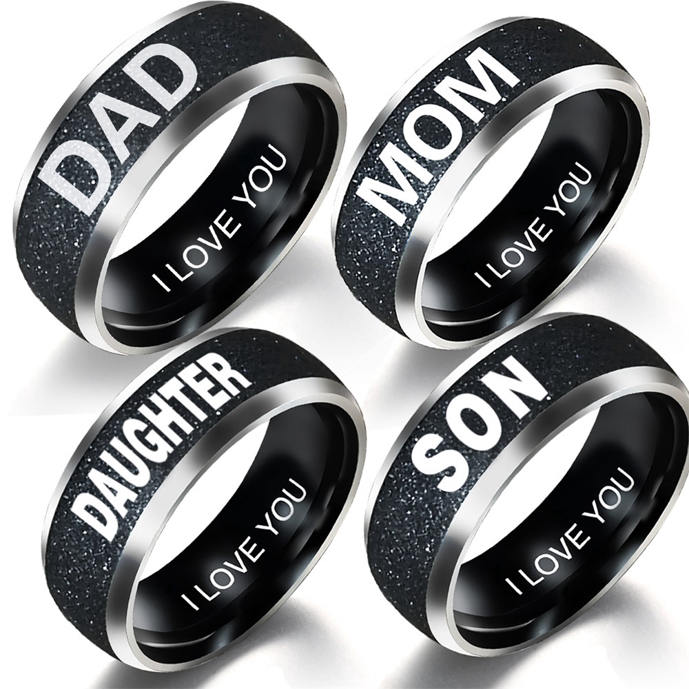 Father's Mother's Day Gift Jewelry Couple Ring Family Ring DAD MOM SON ...