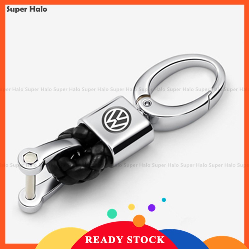 Leather Metal Car Keychain Keyfob Volkswagen VW Car Logo Keychain ...