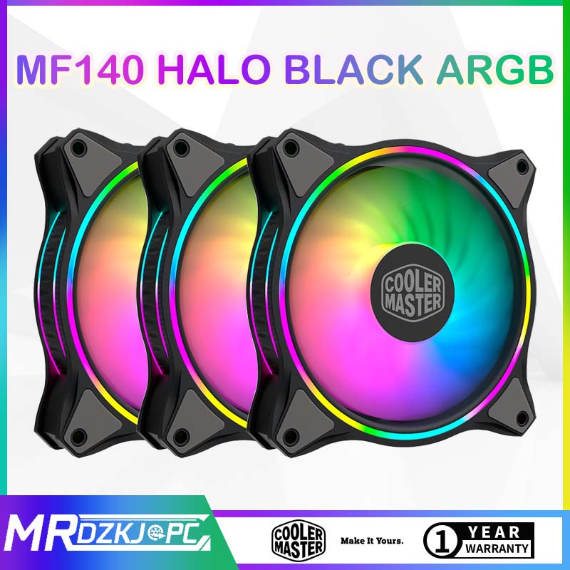 Cooler Master MF140 Halo ARGB 140mm Black Single Case Fan 5V 3PIN CPU ...