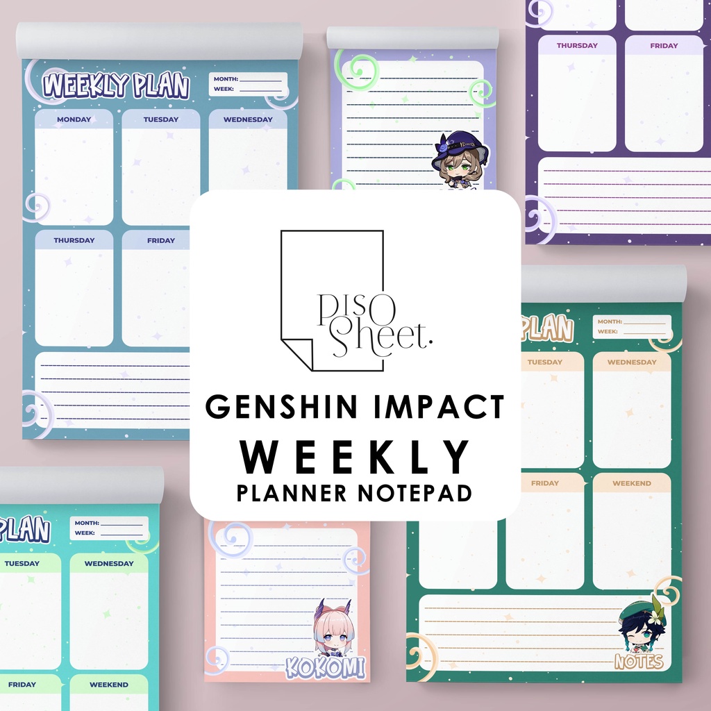 Genshin Impact Fanmade Weekly Planner Notepad | Shopee Philippines