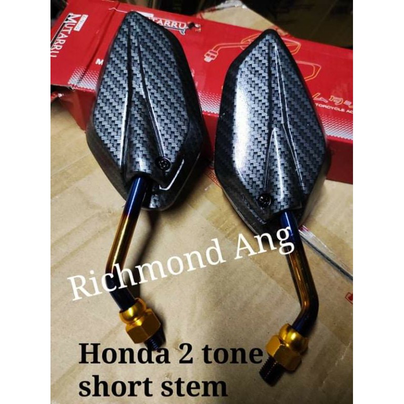 mutarru short stem mini side mirror 2 tone titanium carbon yamaha honda ...