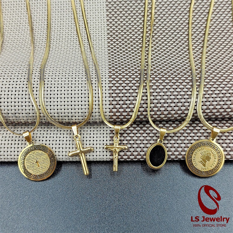 LS jewelry 18K Golden Stainless Steel Cross necklace for Unisex 4 ...