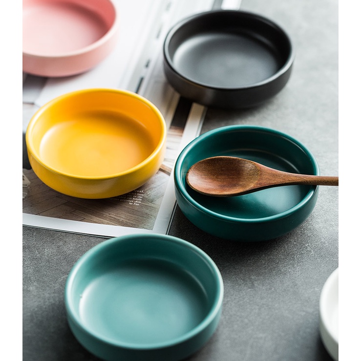 Premium Nordic Round Ceramic Sauce Dish / Soy Dish / Seasoning Dish 9cm ...
