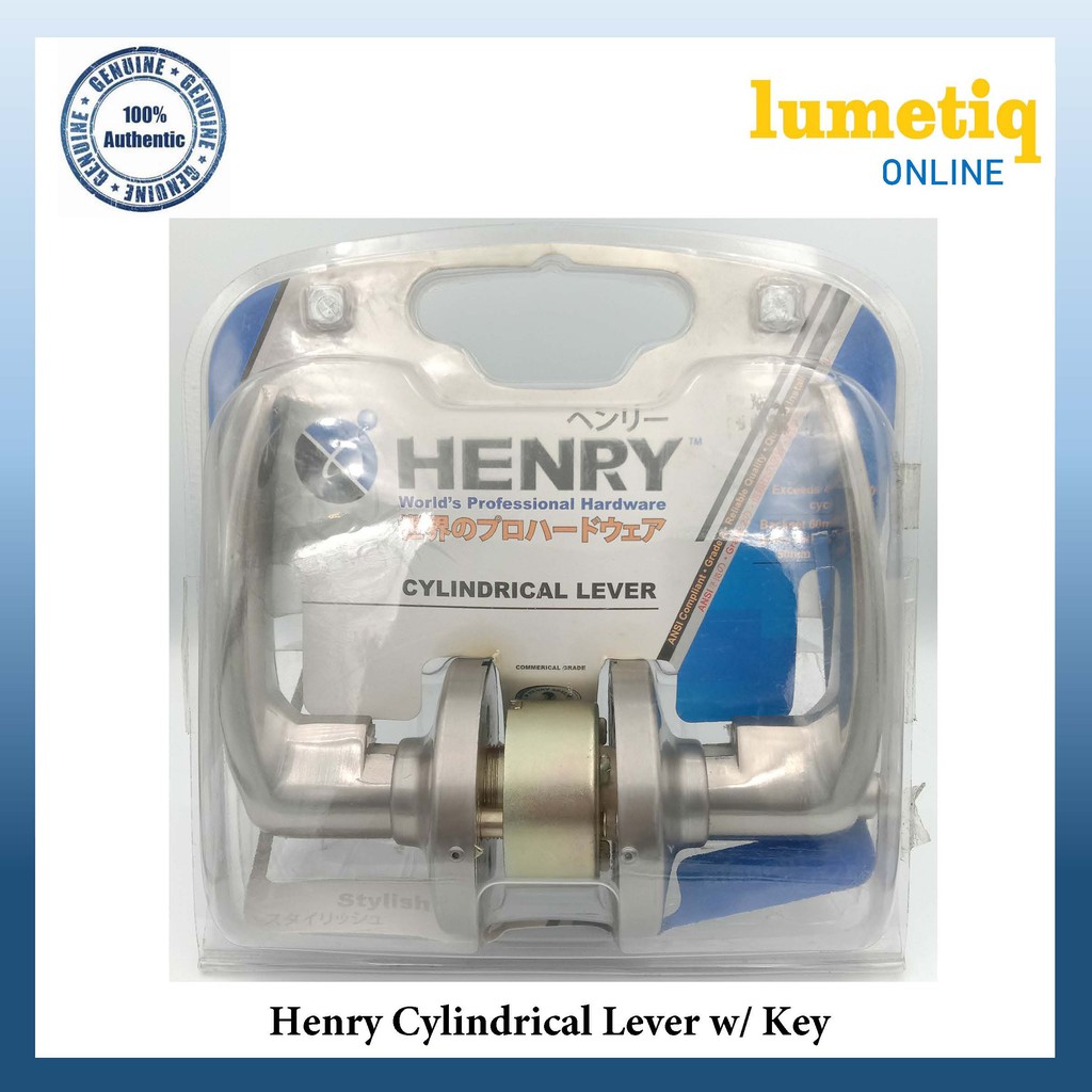 Henry Door Knob Cylindrical Lever w/ Key Stainless | Shopee Philippines