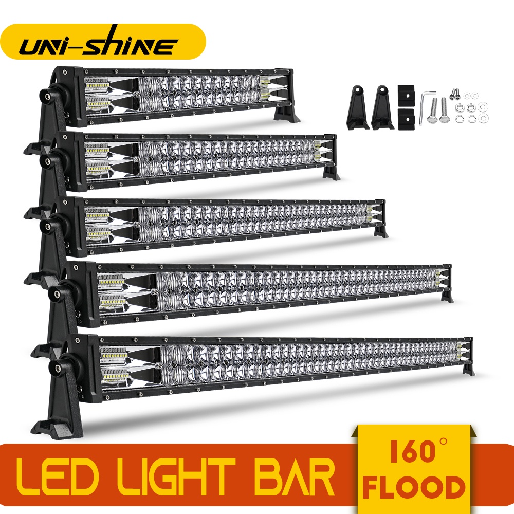 UNISHINE 12D Dual Row Straight Led Light Bar Spot Flood Offroad Beam ...