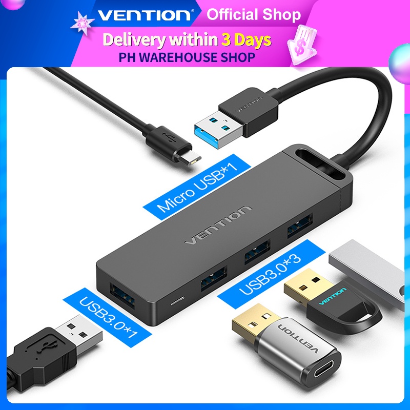 Vention Usb 3.0 Hub 4 Port Multi Splitter High Speed Otg For Laptop Pc ...