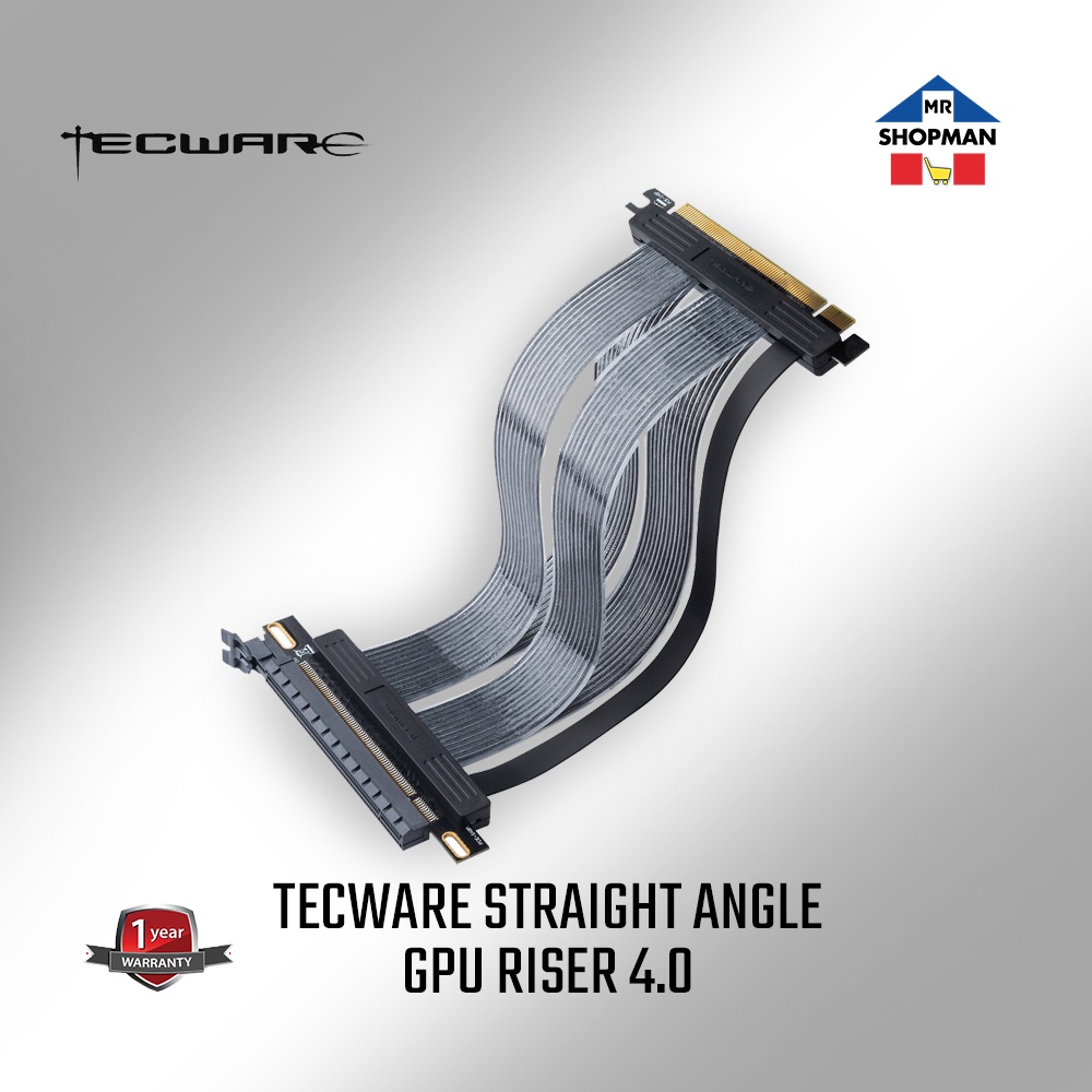 Tecware Straight Angle GPU Riser Cable PCIe 4.0 20cm 180degree ...