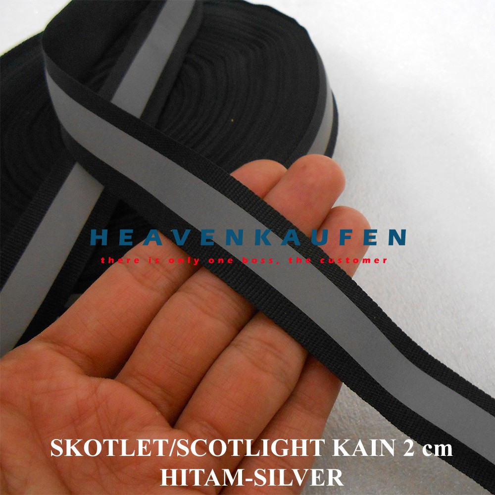 Scotlight Ribbon Scotlet Reflective Safety Fabric 2 cm Black-Silver ...