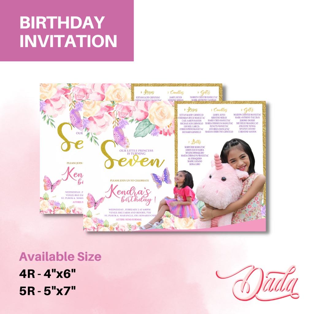 7TH BIRTHDAY INVITATION (PREMIUM PAPER)P1 | Shopee Philippines