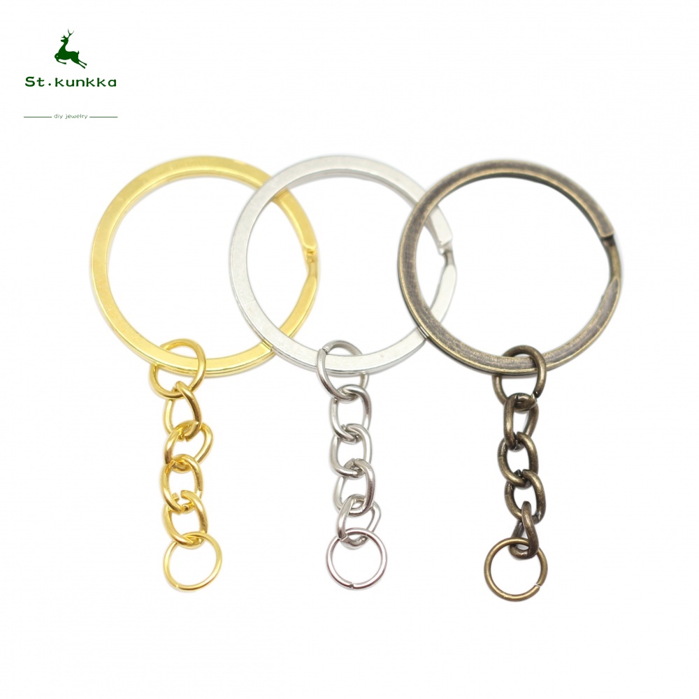 St.Kunkka Key Ring Chain Gold Rhodium Antique Bronze Long Round Split ...