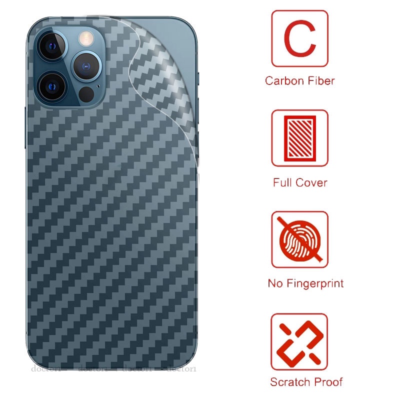 3D Transparent Carbon Fiber Sticker iPhone 12 11 Pro Mini X Xs Max 7 8 ...