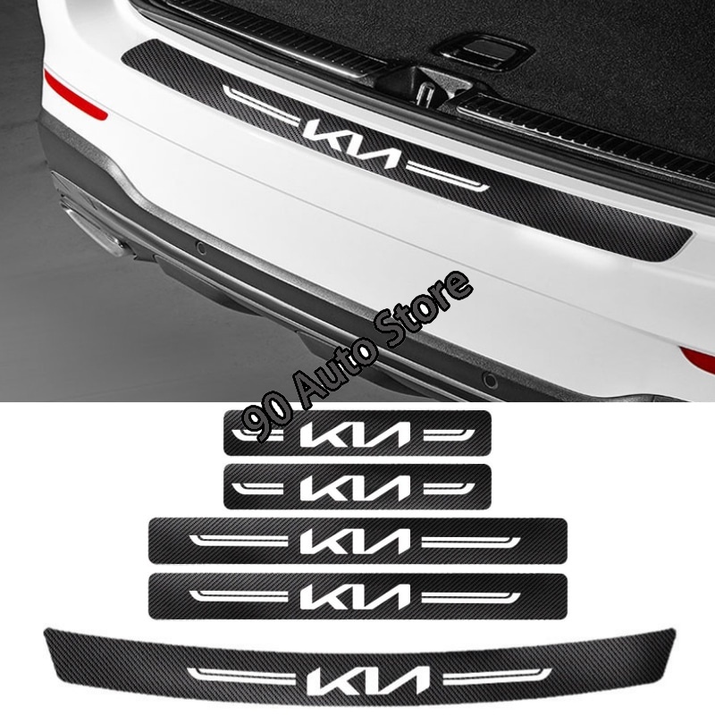 Carbon Fiber Car Door Sill Protector Film Auto Emblem Rear Bumper ...