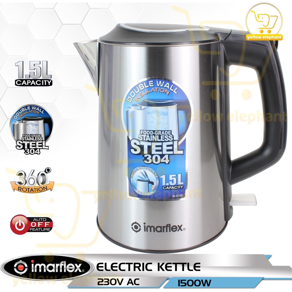 Imarflex IK-515S Insulated Electric Kettle 1500w - Yellow Elephant ...