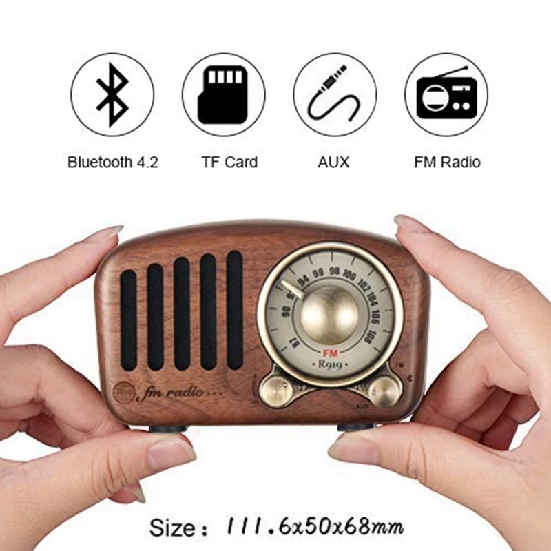 New Vintage Radio Retro Bluetooth Speaker Walnut Wooden Fm Radio Strong ...