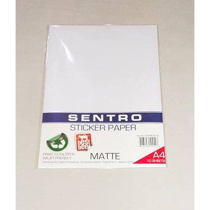 SENTRO Sticker Paper MATTE A4 size 10 Sheets in one pack | Shopee ...