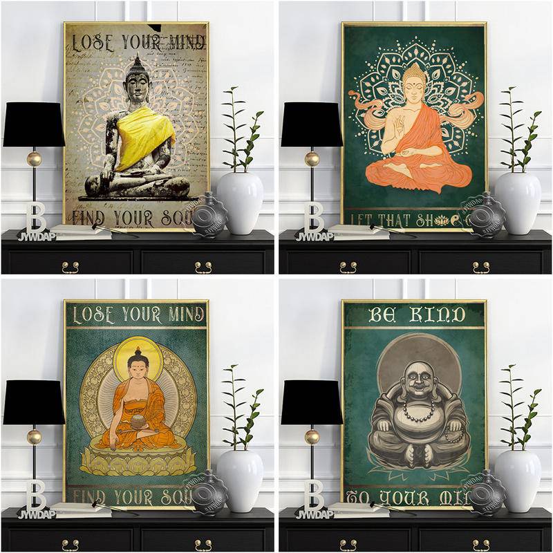 Positive Text Sakyamuni Wall Art Prints Vintage Bodhisattva Wall ...
