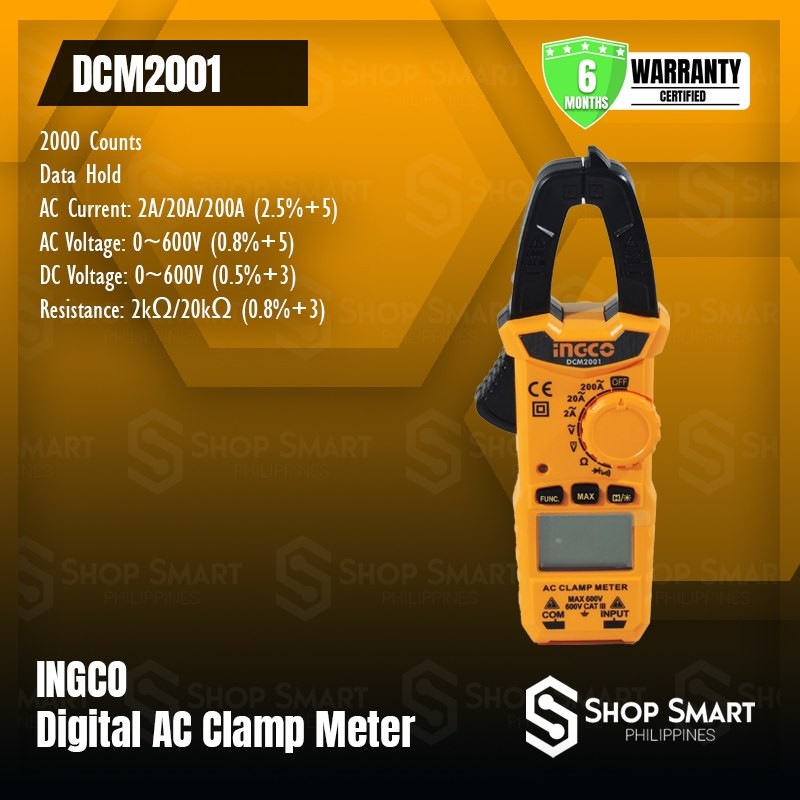 INGCO Digital AC Clamp Meter (DCM2001) | Shopee Philippines