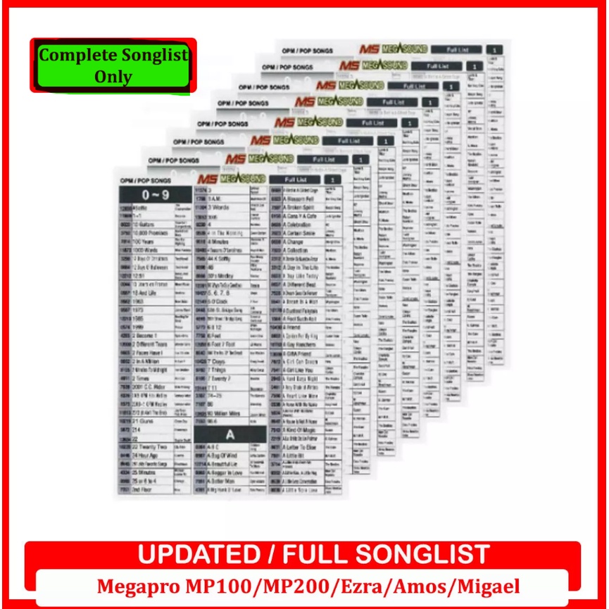 Updated/Complete Songlist for Megapro Plus MP100/MP200/Migael/Amos/Ezra ...