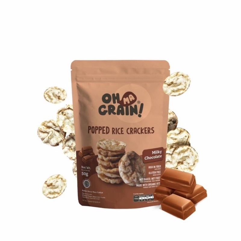 Oh Ma Grain Milky Chocolate Popped Rice Crackers 50g (No MSG) | Shopee ...
