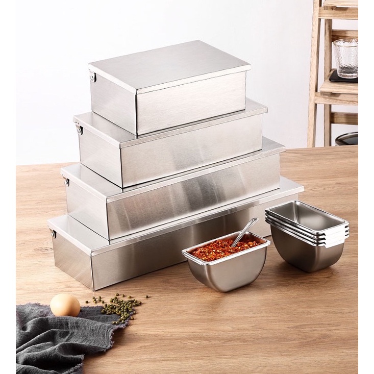 Stainless Steel Seasoning Restaurant Chef with Lid Storage Box ...