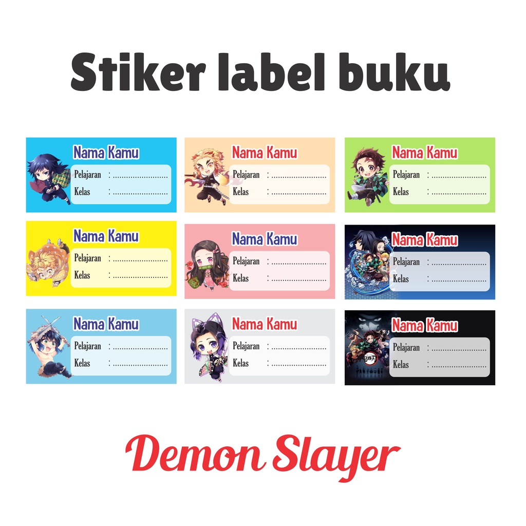 School Book Label Name Sticker (Kimetsu No Yaiba theme) | Shopee ...