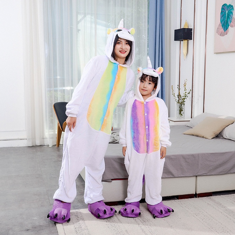 2022 Flannel Unicorn Onesie Adults Animal Skeleton Pajamas Women ...