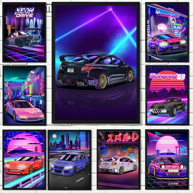 Tokyo Street Racing Wall Art Poster Boy Room Decoration Canvas Painting ...