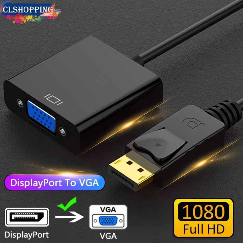 1080P HD Displayport To VGA Converter DP Male To VGA Female Cable ...