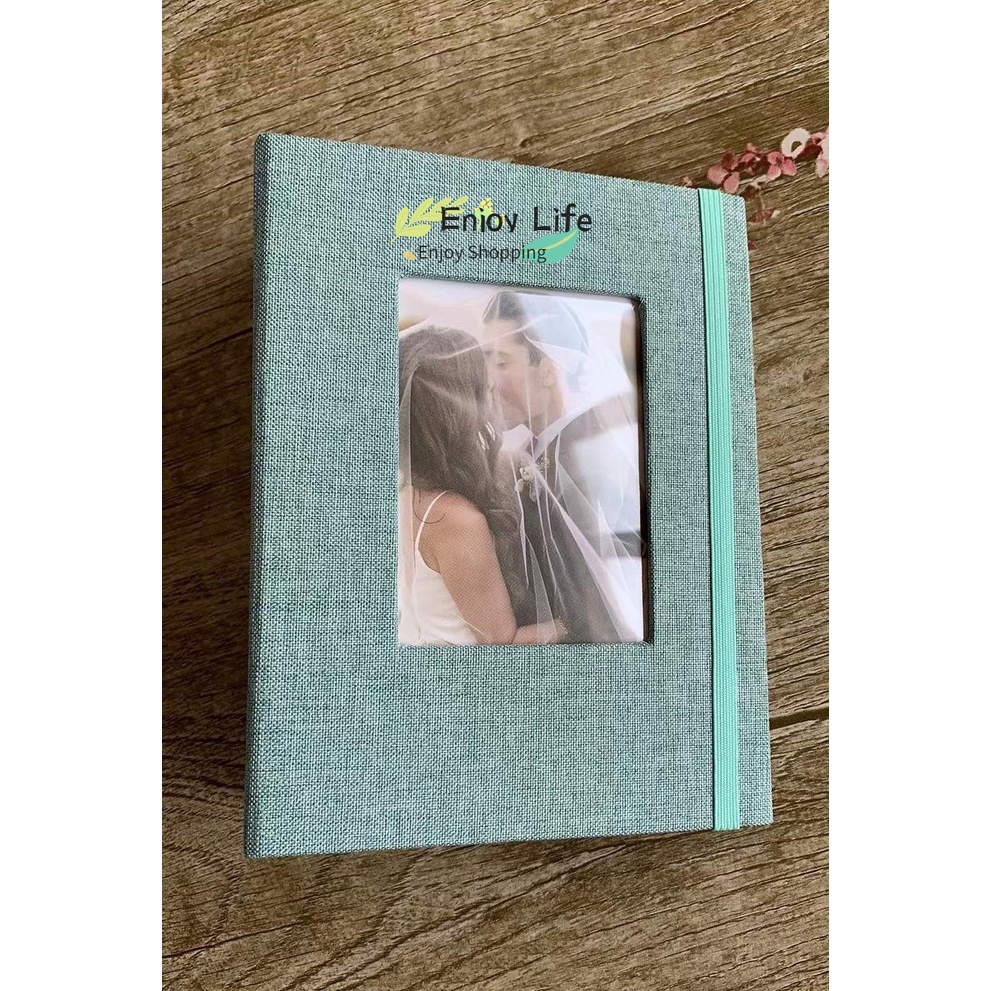 100 Pockets 6 inch 4R Interstitial Album Linen Fabric Window Photo ...