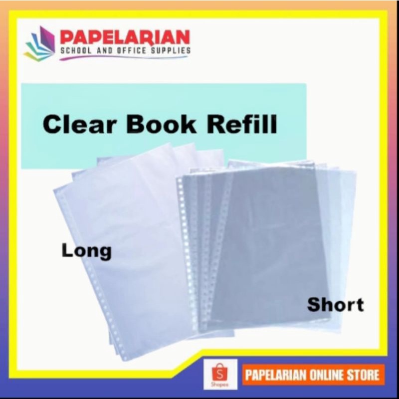 CLEAR BOOK REFILL SHORT/A4/LONG 10 pcs per Pack | Shopee Philippines
