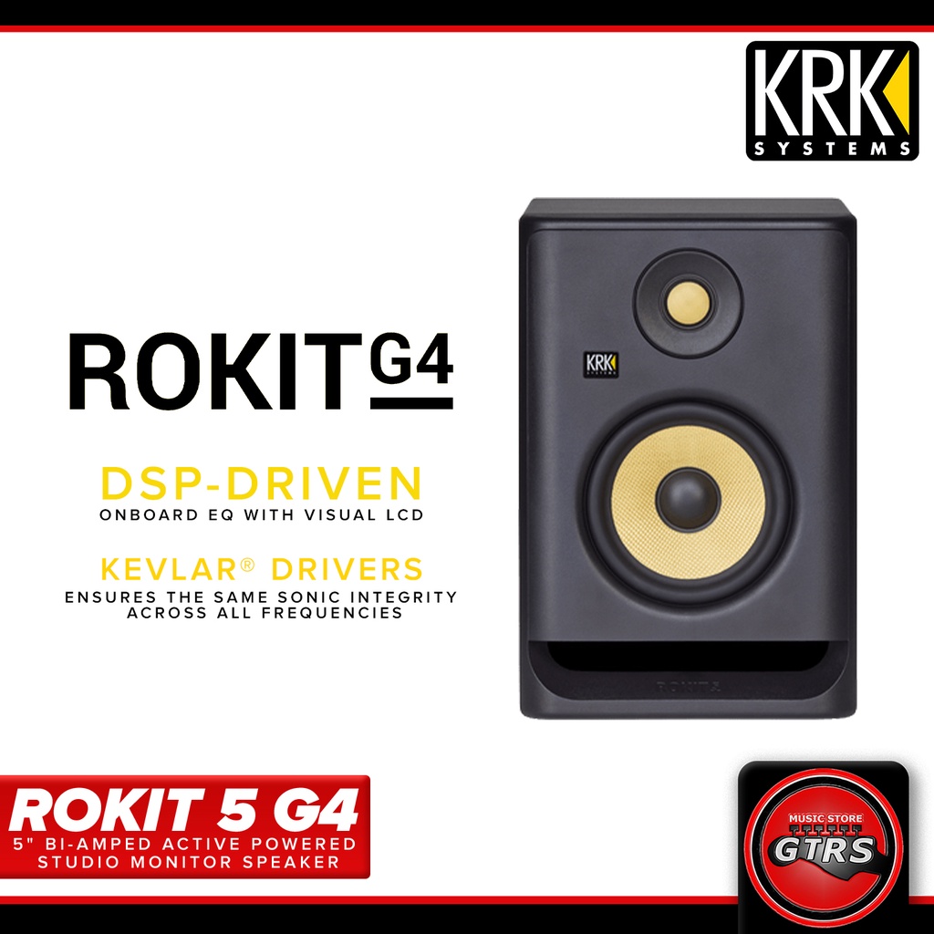 KRK ROKIT 5 G4 5" Bi-Amped Active Powered Studio Monitor Speaker ...