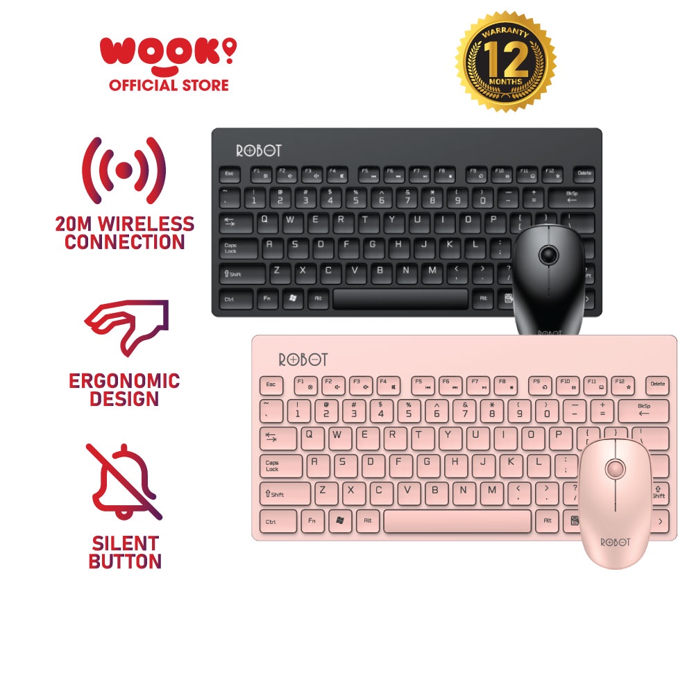 ROBOT KM3000 Keyboard Mouse Wireless Combo Optical Mouse Receiver USB ...