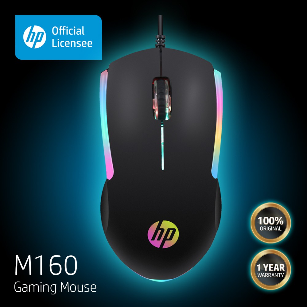 HP M160 Wired Mouse High Performance Optical Gaming Mouse With 7 Colours Rainbow LED | Shopee ...