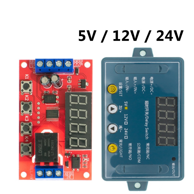 DC 5V 12V 24V 10A Adjustable Time Delay Relay Module LED Digital Timming Relay Timer Delay ...