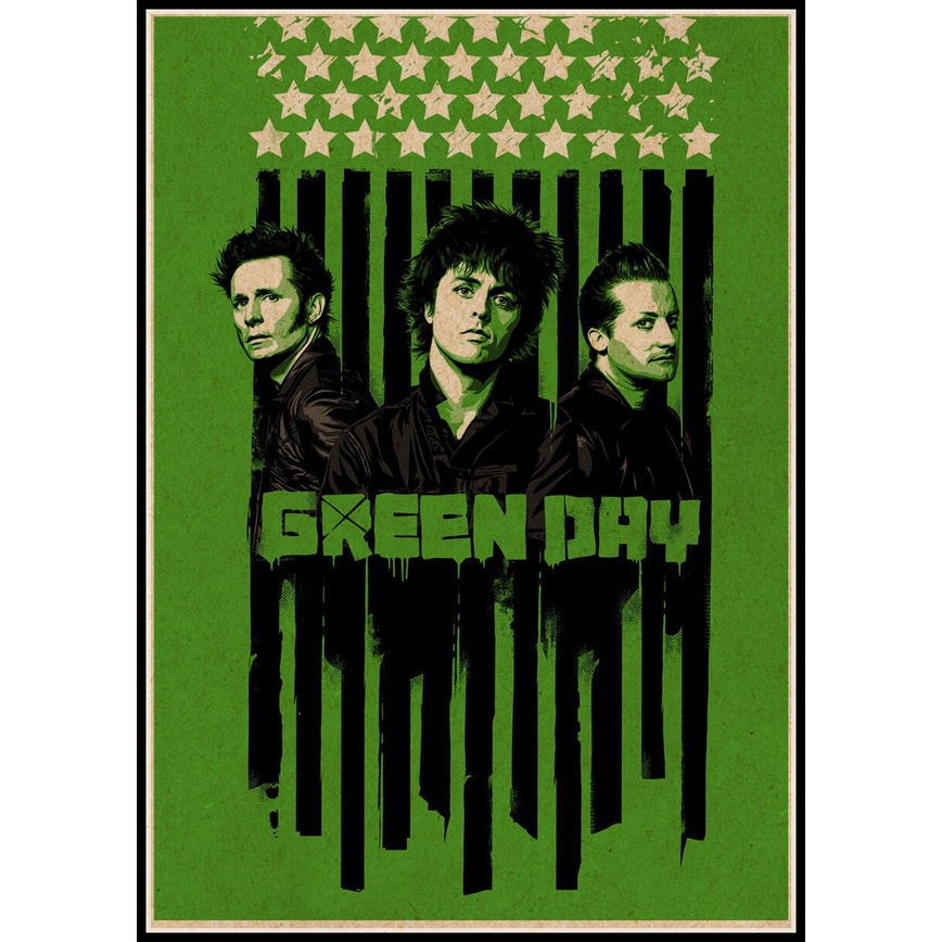 Vintage Poster Green Day Rock Band Retro Poster Music Guitar Matte ...
