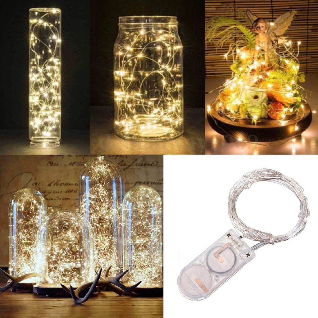 20 LEDs Battery Mini LED Copper Wire String Fairy Lights 2M | Shopee ...