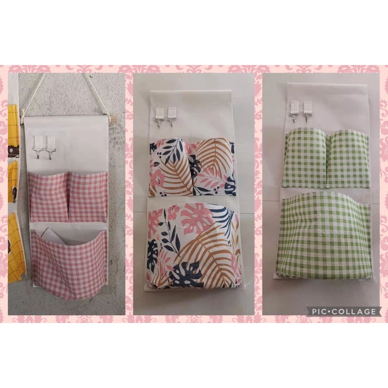 Wall hanging 3 pockets organizer storage organizer | Shopee Philippines