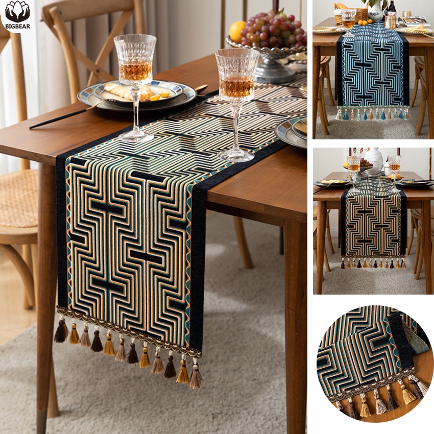 American Jacquard Luxury Table Runner Cloth Modern Center Table Mat for ...